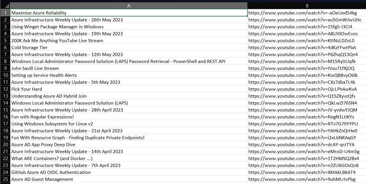 Exporting a list of videos and their URLs from a YouTube channel using Python 📺 – Brendan's Tech ...